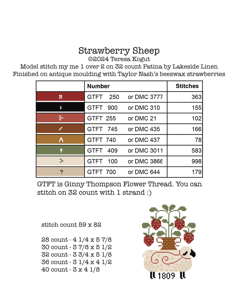 Strawberry Sheep by Teresa Kogut – Happy Little Stitch Shop