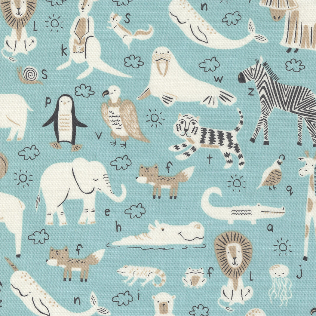 ABC XYZ Animals Aqua by Stacy Iest Hsu – Happy Little Stitch Shop