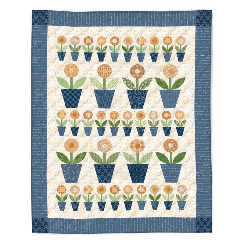 RESERVATION - Denim and Daisy Potted Daisy Machine Embroidery Fabric O ...