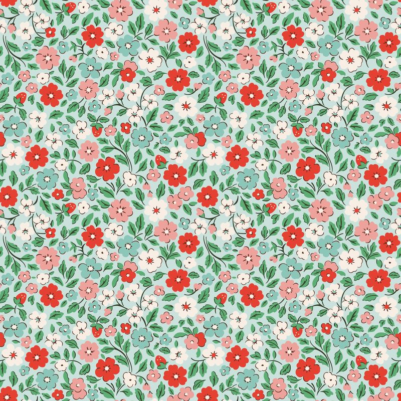 Farmhouse Fancy Country Flowers Teal by Elea Lutz for Poppie Cotton ...