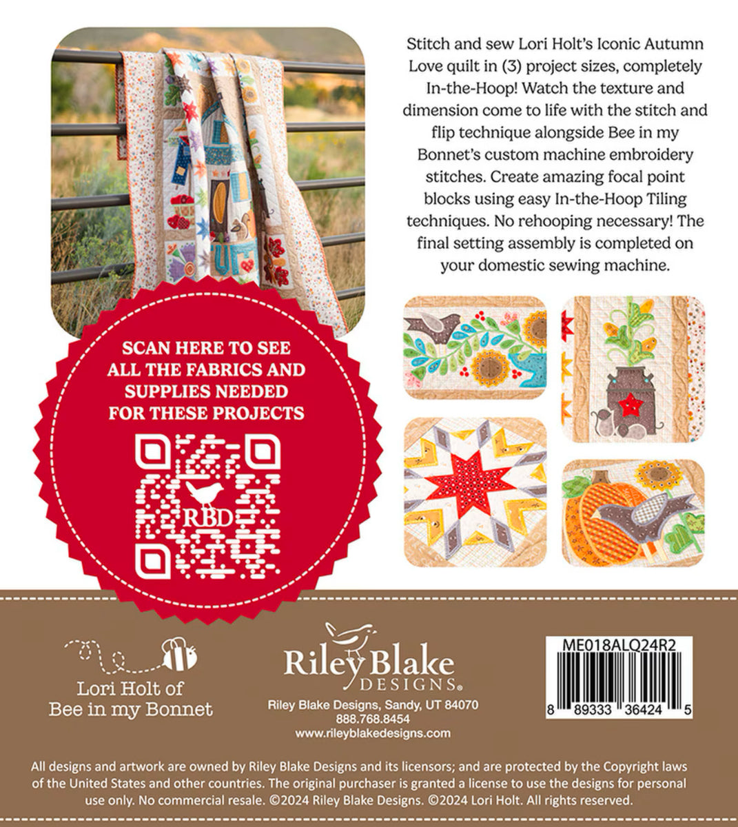 Machine Embroidery - Autumn Love Quilt Projects USB PATTERN ONLY by Lo ...