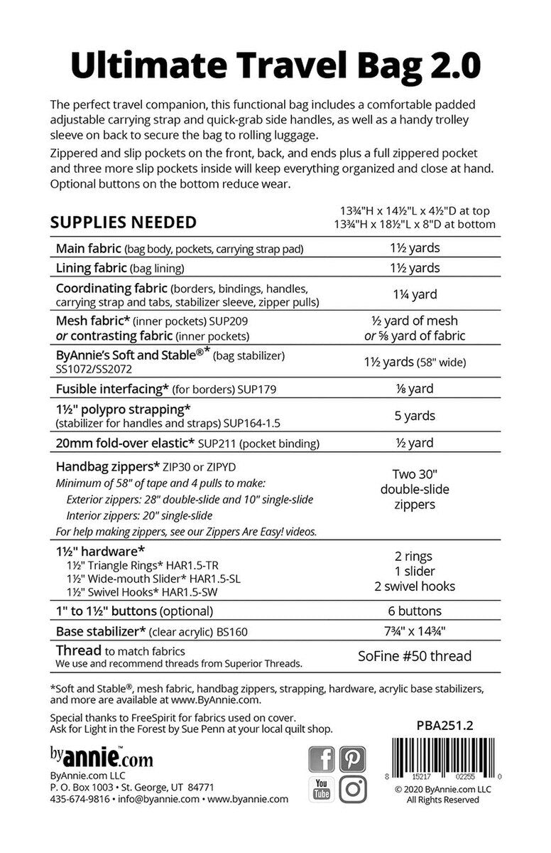 Ultimate Travel Bag 2.0 Pattern by ByAnnie – Happy Little Stitch Shop