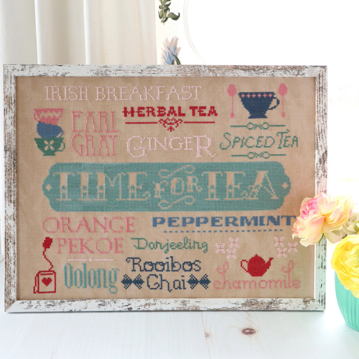 Time For Tea Typography by Beverly McCullough – Happy Little Stitch Shop