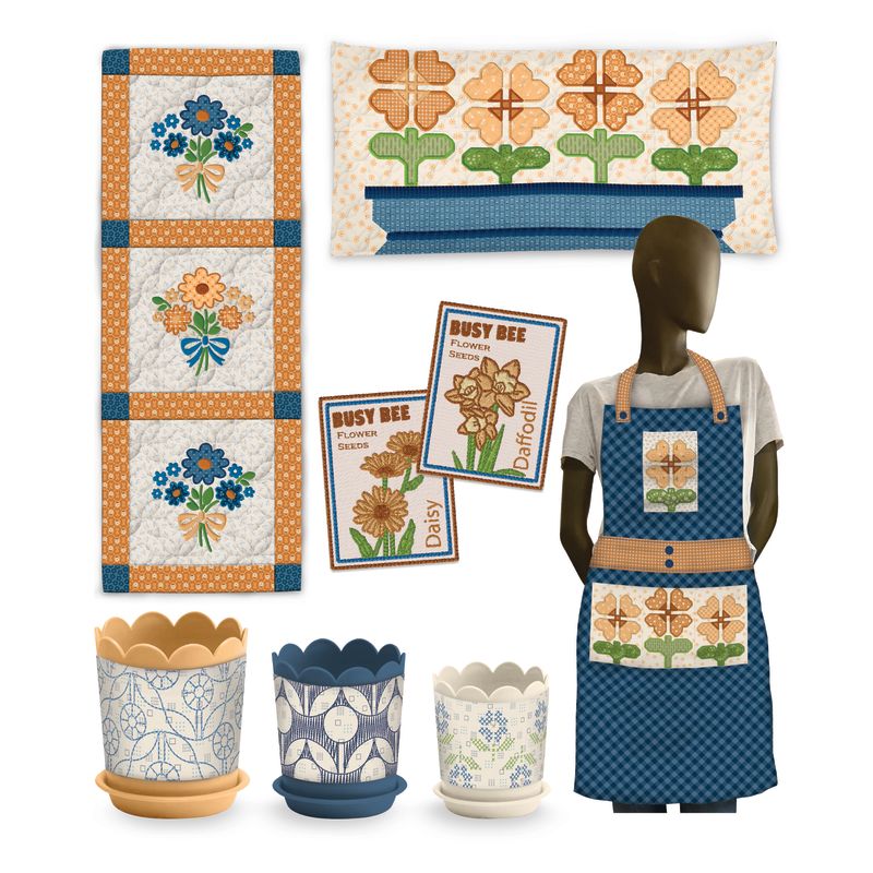 RESERVATION - Denim and Daisy Garden Accents Machine Embroidery USB On ...